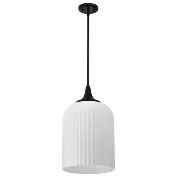 NUVO Solara - Pendant - Matte Black Finish - Frosted Ribbed Glass ...