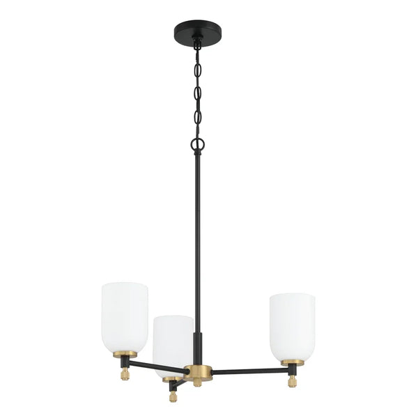 Craftmade Council 3 Light Chandelier in Flat Black/Satin Brass ...