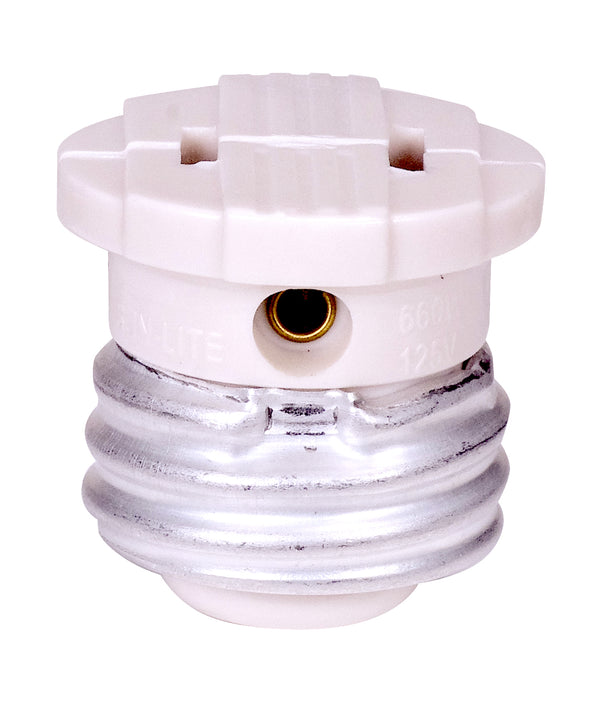 SATCO Polarized Socket Plug Adapter - Medium Base - 660W - 125V - White ...