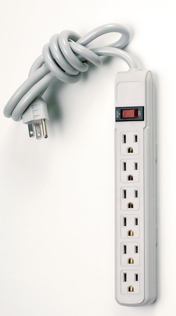 SATCO 6 Outlet Standard Surge Strip With Flat Plug - 3 Foot Cord - 14/3 ...