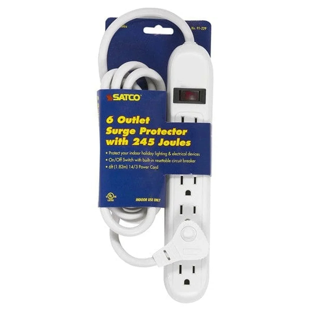 SATCO 6 OUTLET SURGE PROTECTOR WITH — Pacific Lamp Wholesale