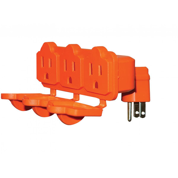 SATCO Triple Orange Outdoor Grounded 3 Outlet Current Tap - No Wire ...