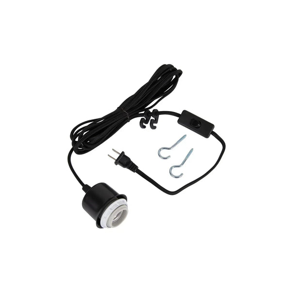 Craftmade Swag Hardware Kit 15' Black Cloth Cord w/Socket in Flat Black ...