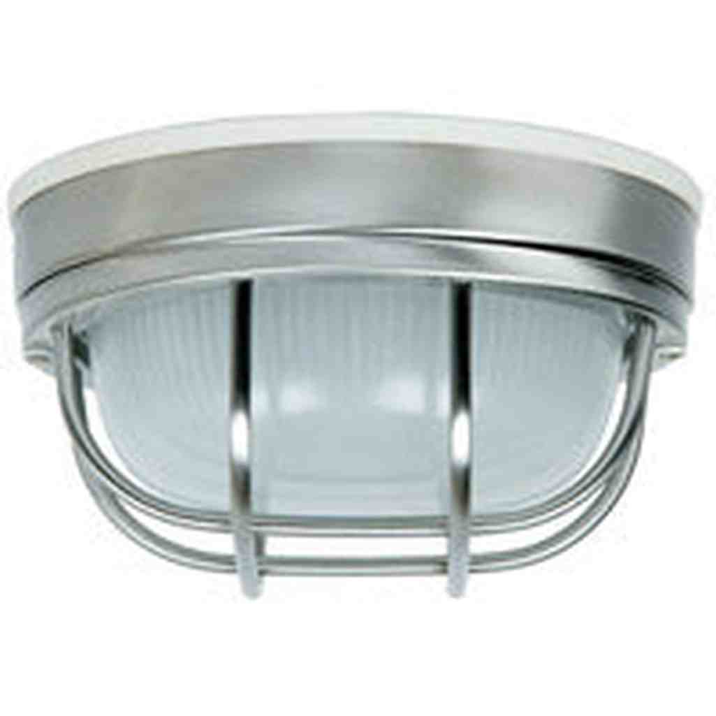 Round Bulkhead 1 Light Small Flush/Wall Mount in Stainless Steel ...