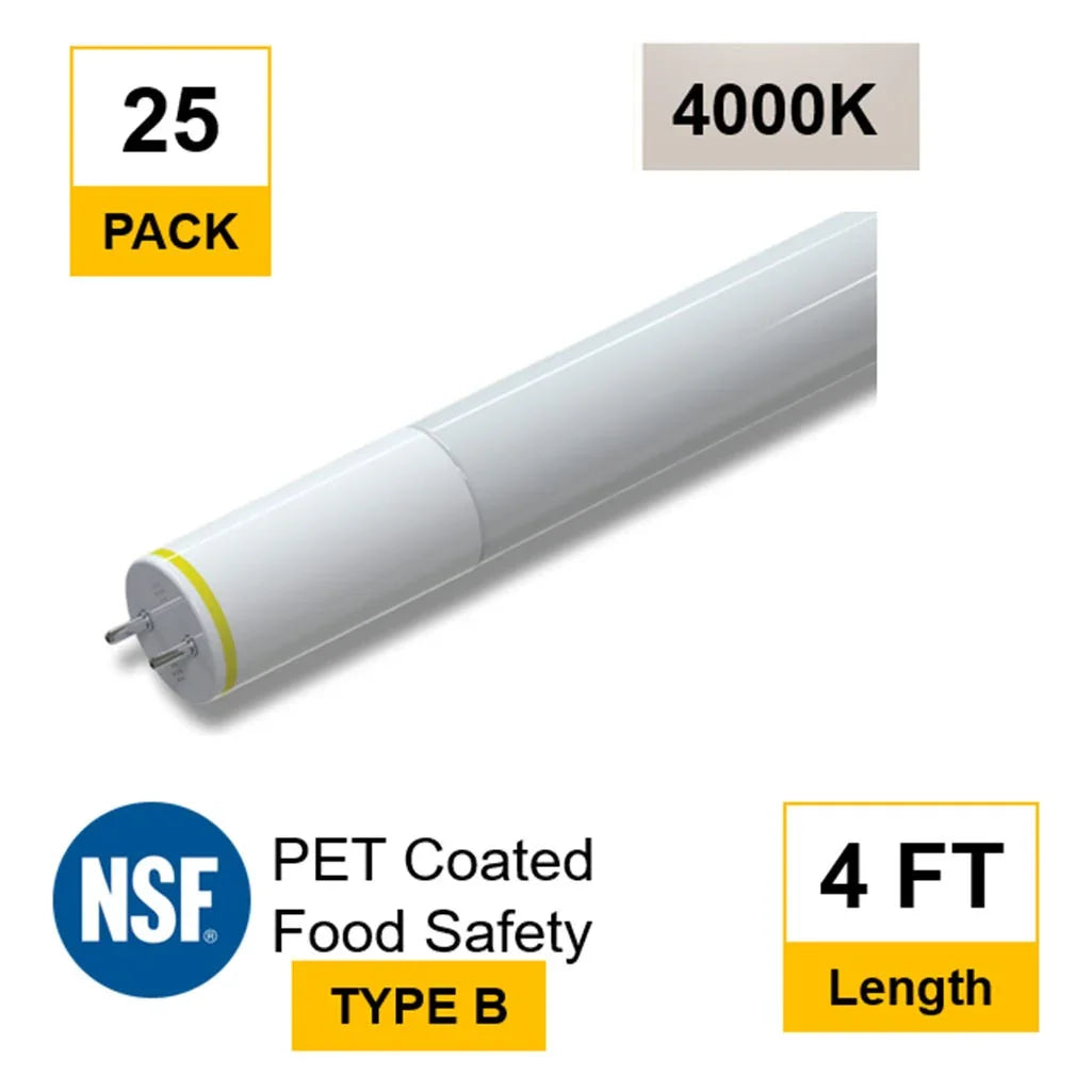 Halco LED T8 PET Coated Linear Tube 14W 48in 4000K Type B Double-Single ...
