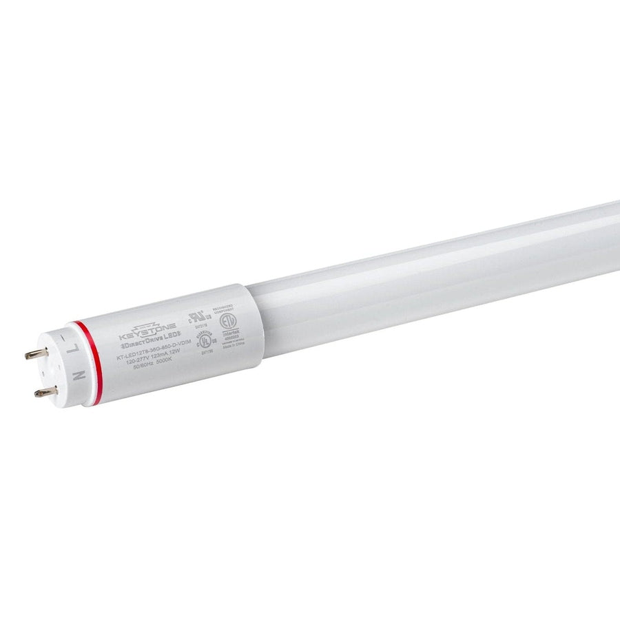 Keystone 12W LED T8 Tube, Shatter-Proof Coated Glass, 120-277V, Input, 3ft., 3500K, Direct Drive ...
