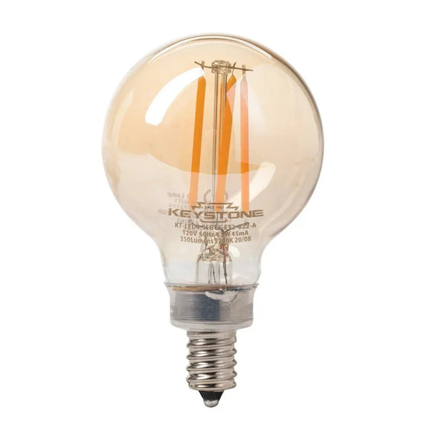 Keystone Small Globe Filament Bulb, 40W Equivalent, G16.5 shape, E12 ...