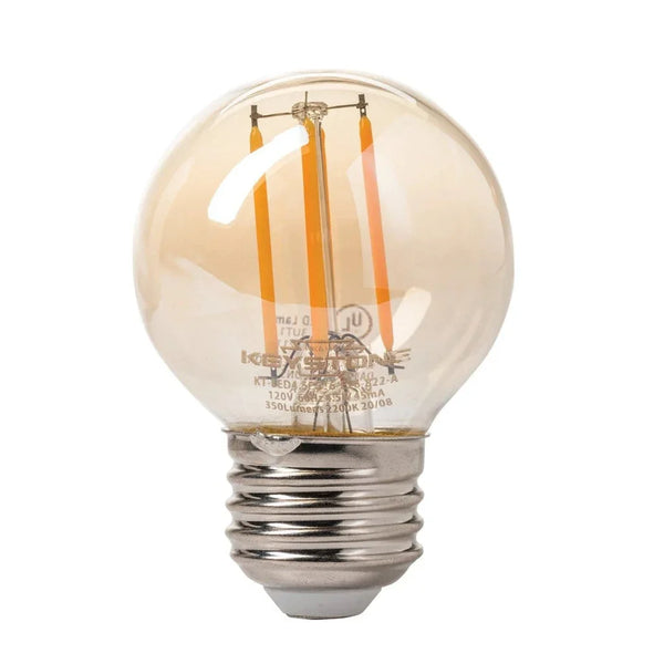 Keystone Small Globe Filament Bulb, 40W Equivalent, G16.5 shape, E26 ...